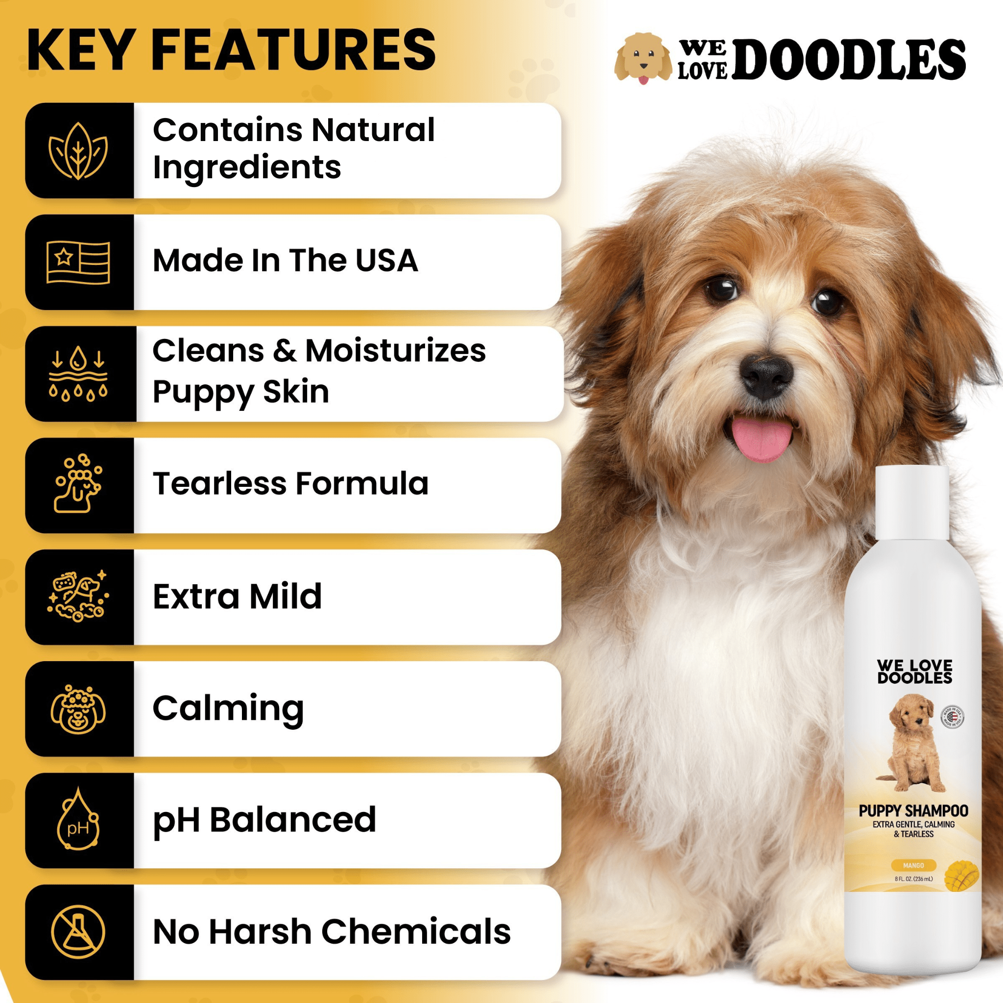 Mango Puppy Shampoo | Tearless 4-in-1 Gentle Dog Shampoo for Puppies ...